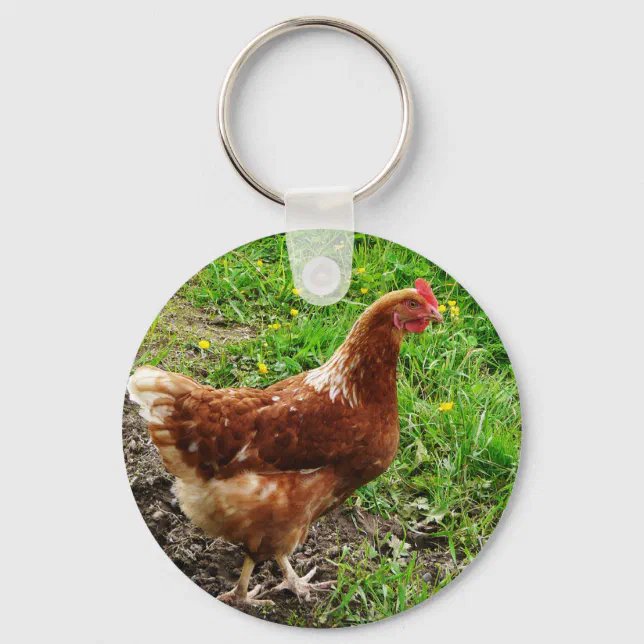 Little Red Chicken - Free Range Egg Layer Keychain | Zazzle