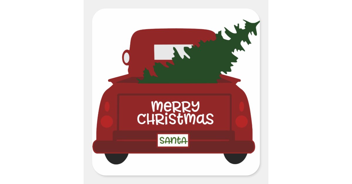 Little Red Christmas Tree Truck Stickers | Zazzle