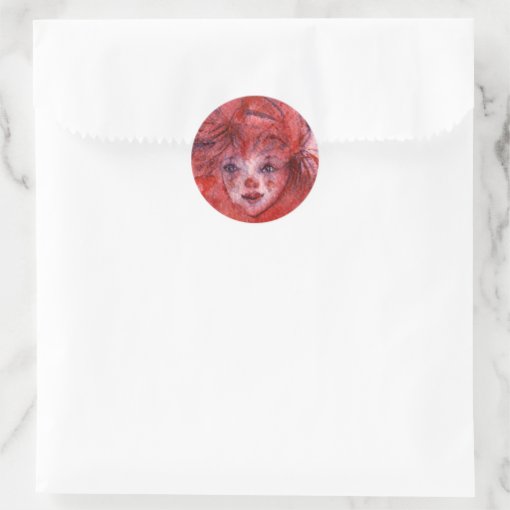 LITTLE RED CLOWN CLASSIC ROUND STICKER | Zazzle
