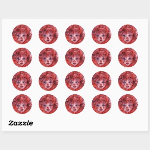 LITTLE RED CLOWN CLASSIC ROUND STICKER | Zazzle