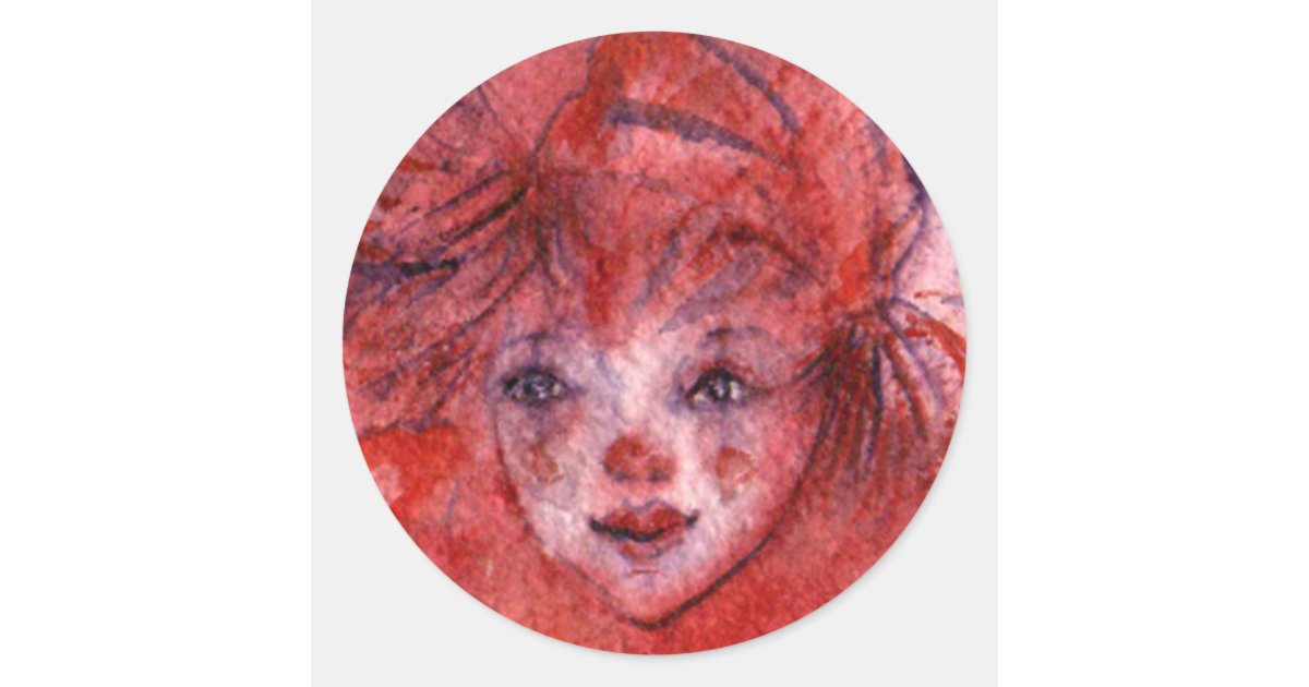 LITTLE RED CLOWN CLASSIC ROUND STICKER | Zazzle