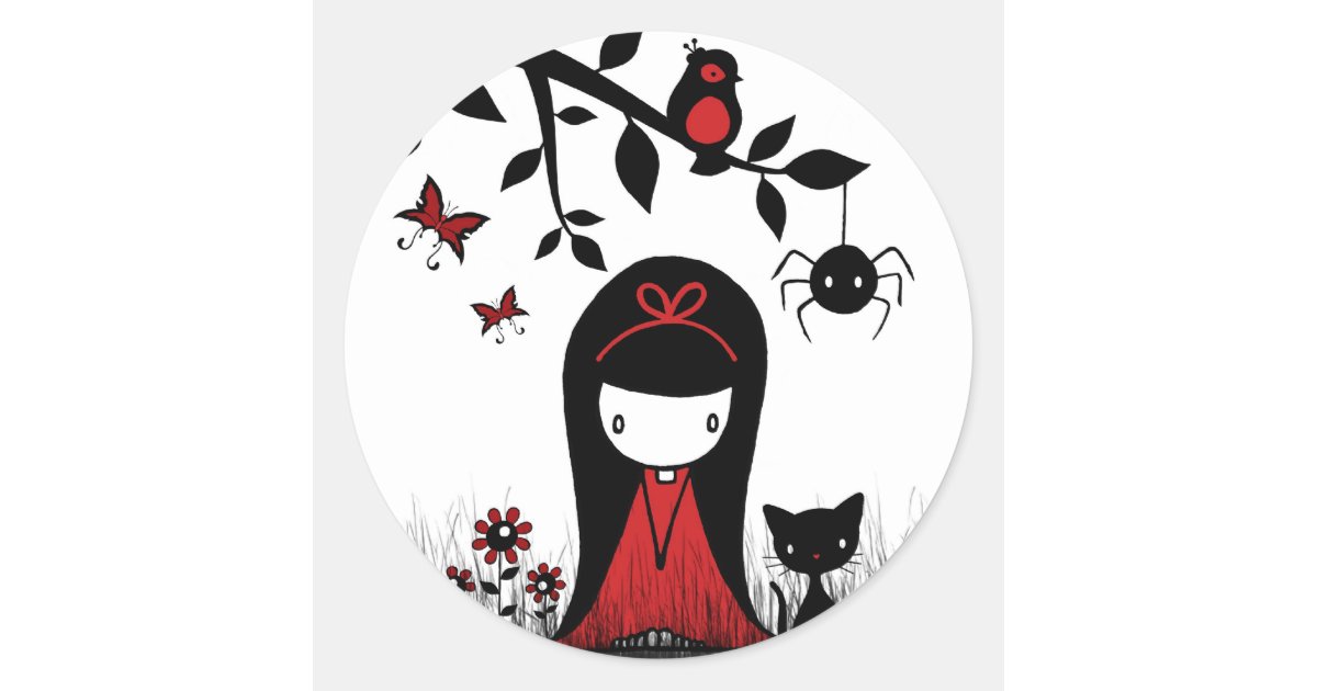 Little Red Ribbon Head Classic Round Sticker | Zazzle