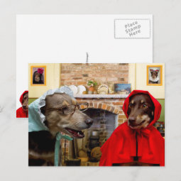 Little Red Riding Hood and The Big Bad Wolf Postcard | Zazzle
