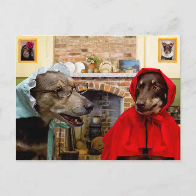 Little Red Riding Hood and The Big Bad Wolf Postcard | Zazzle