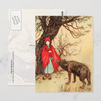 Little Red Riding Hood and the Big Bad Wolf Postcard | Zazzle