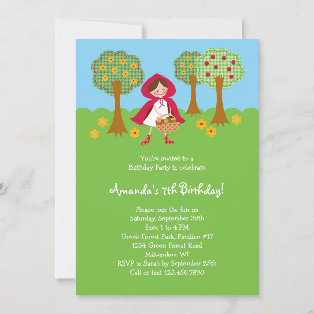Little Red Riding Hood Birthday Invitation | Zazzle