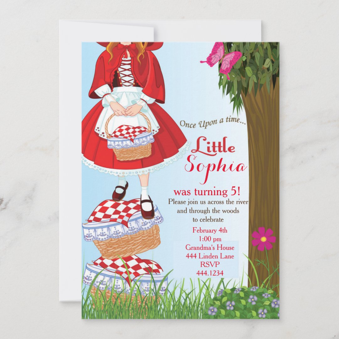Little Red Riding Hood Birthday Invitations | Zazzle