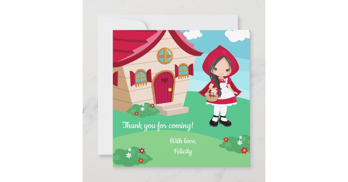 Little Red Riding Hood Fairytale Girls Birthday Thank You Card | Zazzle