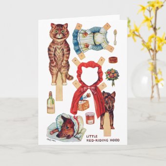 Little Red Riding Hood, Paper Doll, Louis Wain Card | Zazzle