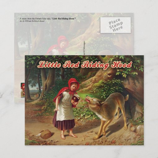 Little Red Riding Hood & the Big Bad Wolf Postcard | Zazzle