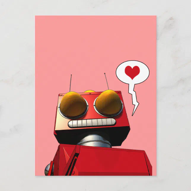 Little Red Robot Love Postcard | Zazzle