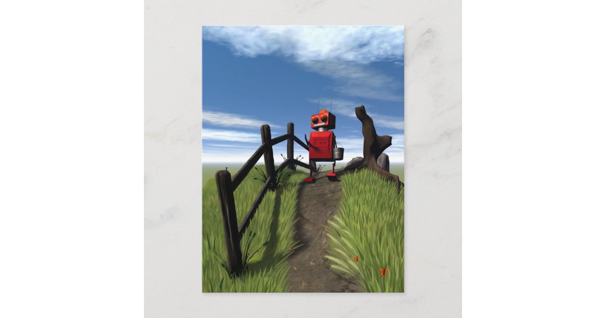 Little Red Robot Postcard | Zazzle