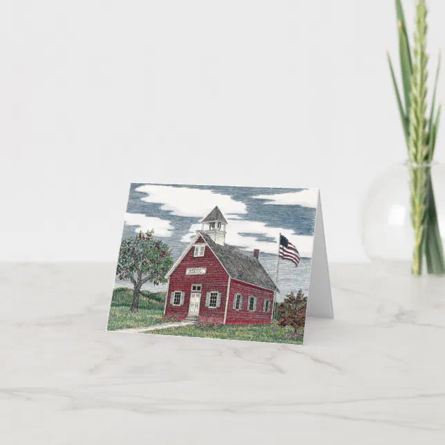 Little Red Schoolhouse Blank Note Cards | Zazzle