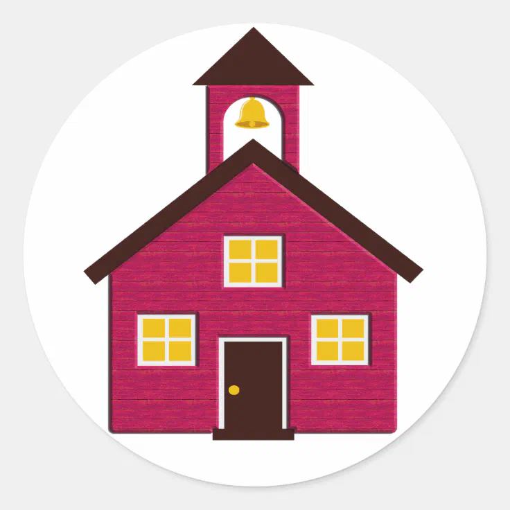 Little Red Schoolhouse Classic Round Sticker | Zazzle