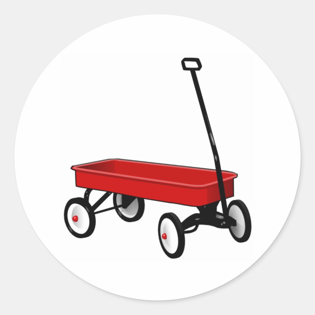 Little Red Wagon Classic Round Sticker | Zazzle