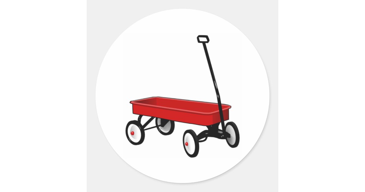 Little Red Wagon Classic Round Sticker | Zazzle
