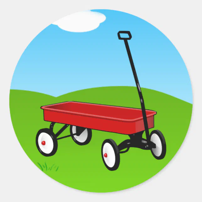 Little Red Wagon Classic Round Sticker | Zazzle