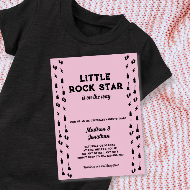 Little Rock Star Guitar Rock N Roll Baby Shower Invitation | Zazzle