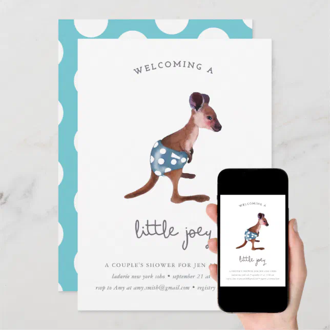 Little Roo in aqua (custom text) Invitation | Zazzle