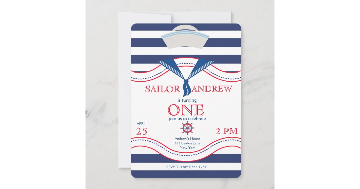 Little Sailor First Birthday Invitations | Zazzle