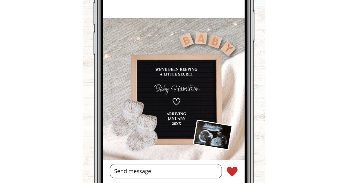 Little Secret Ultrasound Photo Winter Pregnancy Announcement | Zazzle
