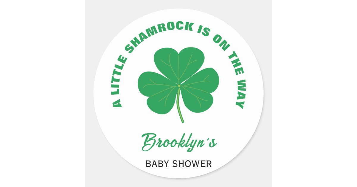 Little Shamrock Baby Shower Irish White And Green Classic Round Sticker ...