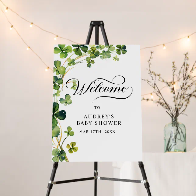 Little Shamrock Script Baby Shower Welcome Sign | Zazzle