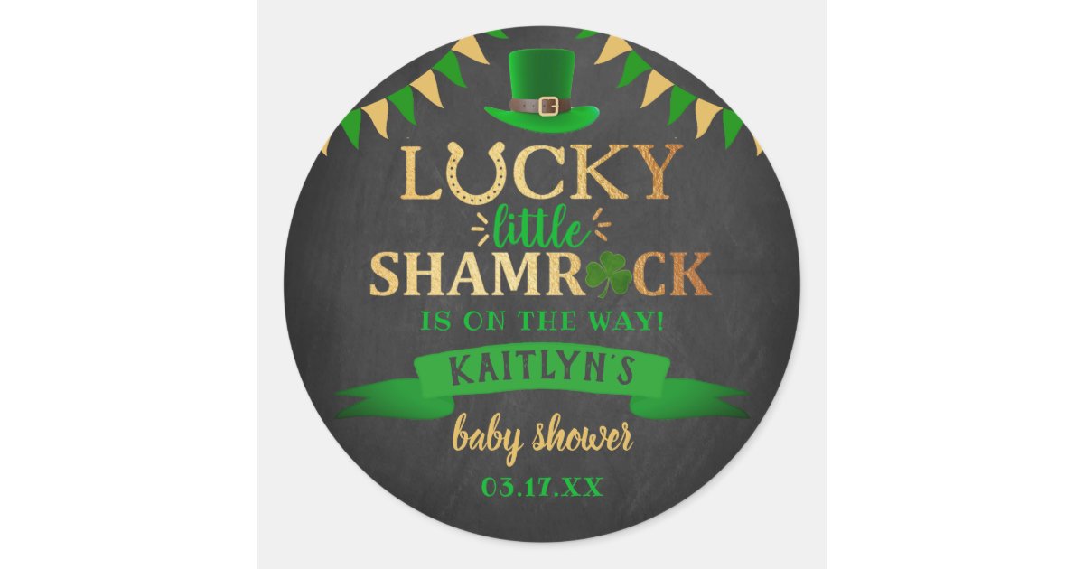 Little Shamrock St. Patrick's Day Baby Shower Classic Round Sticker ...