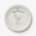 Little Silly Goose Sage Green Birthday Party Paper Plates | Zazzle