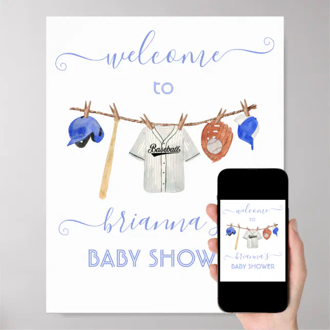 Little Slugger Baby Shower Baseball welcome sign | Zazzle