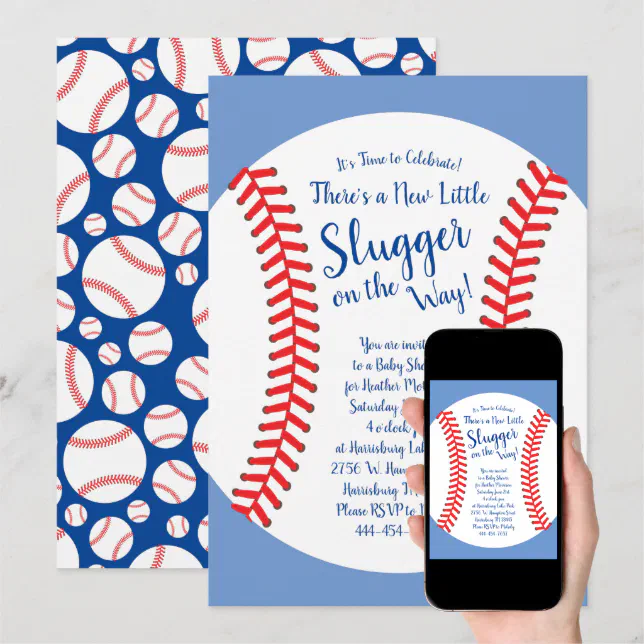 Little Slugger Baseball Baby Shower Sports Boy Invitation | Zazzle