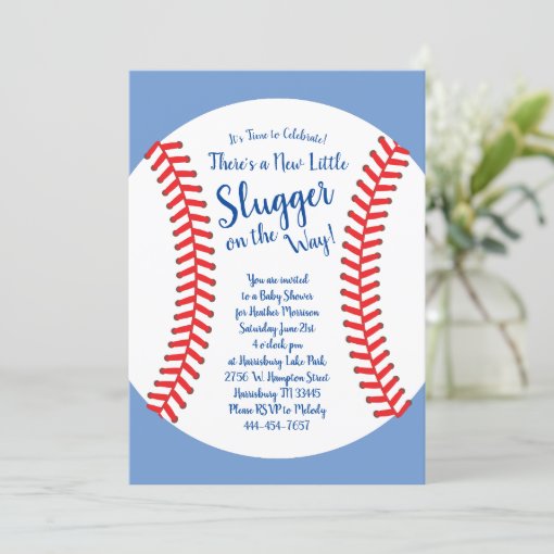 Little Slugger Baseball Baby Shower Sports Boy Invitation | Zazzle
