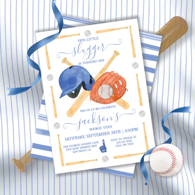 Little slugger Baseball Birthday Party Invitation | Zazzle