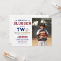 Little Slugger Boy 2nd Birthday Baseball Photo Invitation | Zazzle