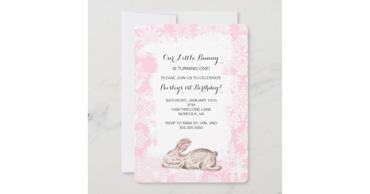Little Snow Bunny Winter Birthday Party Invite | Zazzle