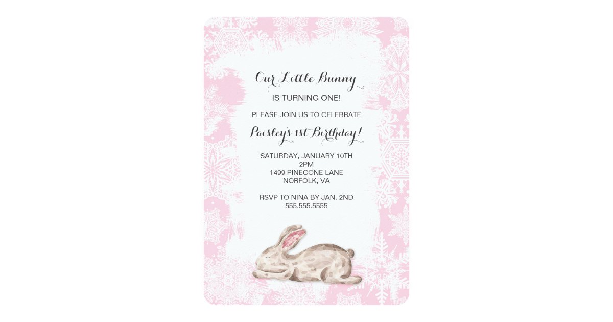 Little Snow Bunny Winter Birthday Party Invite | Zazzle.com