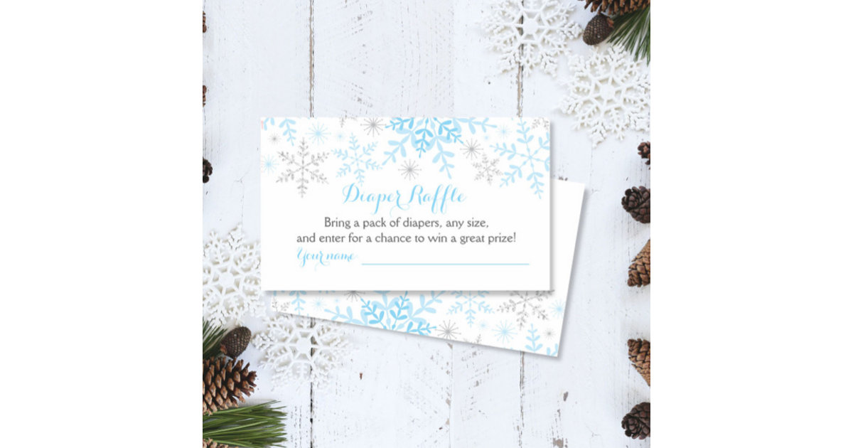 Little Snowflake Baby Shower Diaper Raffle Ticket Enclosure Card | Zazzle