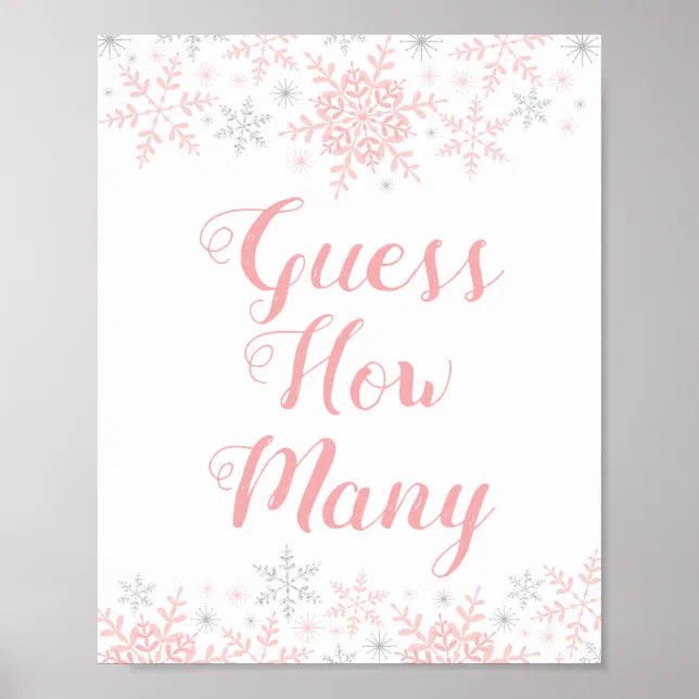 Little Snowflake Baby Shower Guess How Many Game Poster | Zazzle