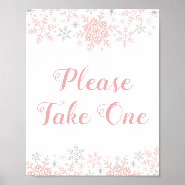 Little Snowflake Baby Shower Take One Favor Table Poster | Zazzle