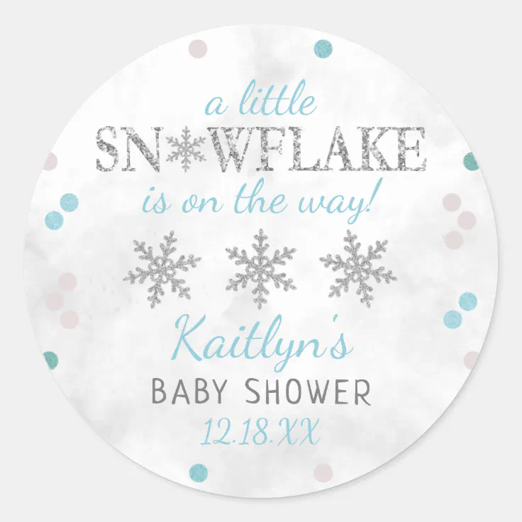 Little Snowflake Boys Winter Baby Shower Classic Round Sticker | Zazzle