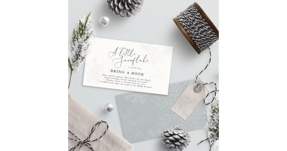 little snowflake winter baby shower bring a book business card | Zazzle