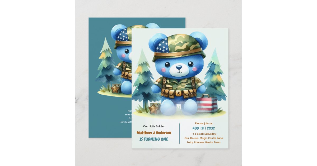 Little Soldier Turning ONE - US Boys 1st Birthday | Zazzle