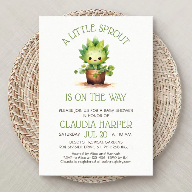 Little Sprout Baby Shower Invitation | Zazzle