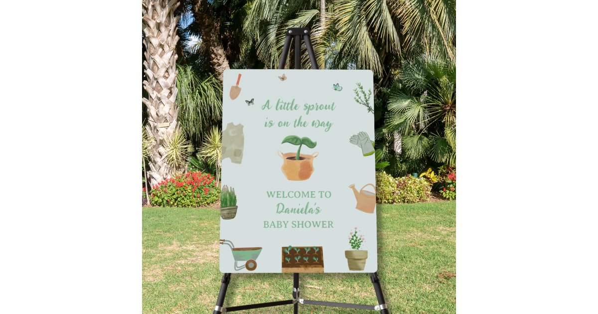 Little Sprout Baby Shower Neutral Welcome Sign | Zazzle