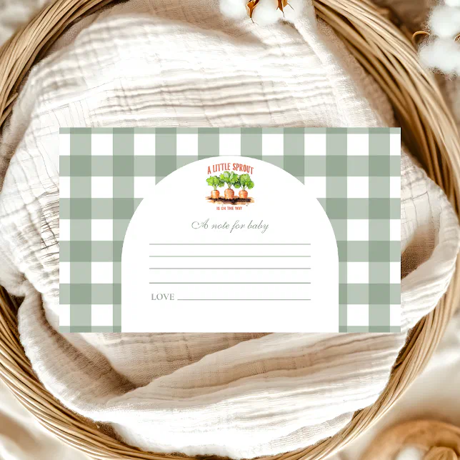 Little Sprout Baby Shower Note for Baby Enclosure Card | Zazzle