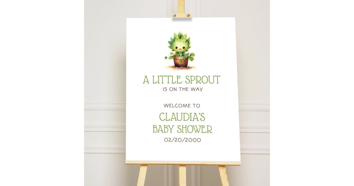 Little Sprout Baby Shower Welcome Sign | Zazzle