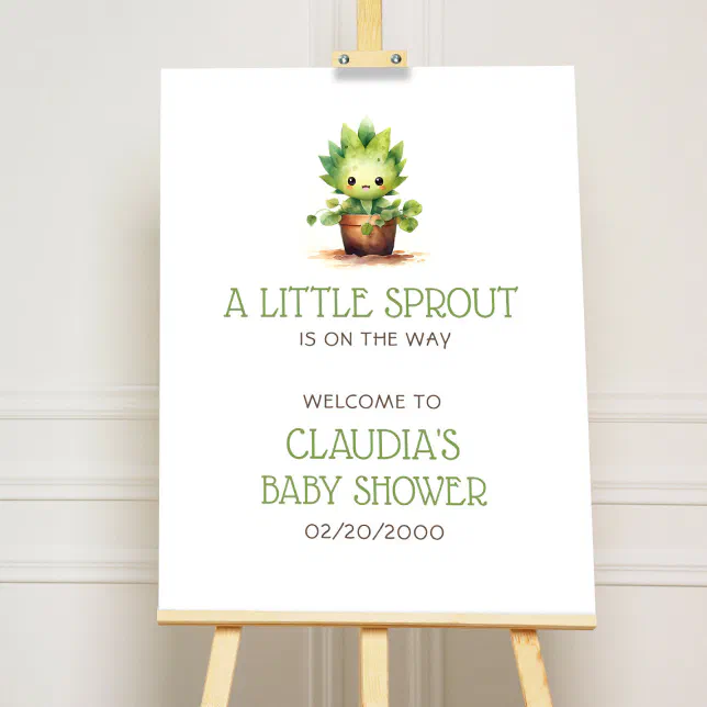 Little Sprout Baby Shower Welcome Sign | Zazzle