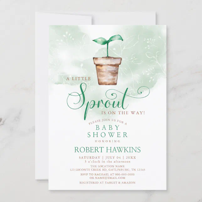 Little Sprout is on the Way Garden Baby Shower Invitation | Zazzle