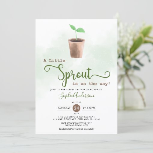 Little Sprout is on the Way Gardening Baby Shower Invitation | Zazzle