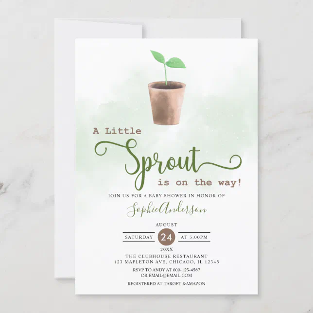 Little Sprout is on the Way Gardening Baby Shower Invitation | Zazzle
